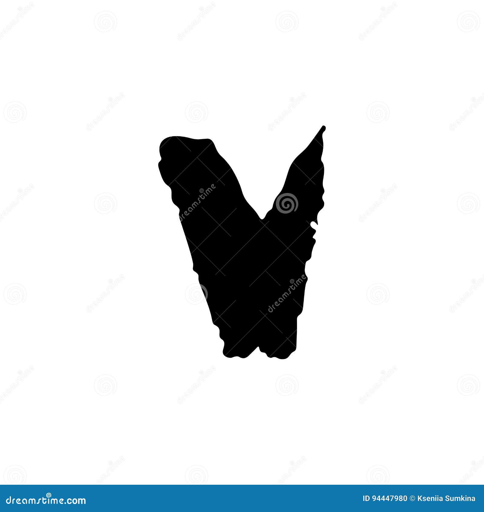 Vector Hand Drawn Letter V with Smooth Acrylic Brush Style Edges Stock ...