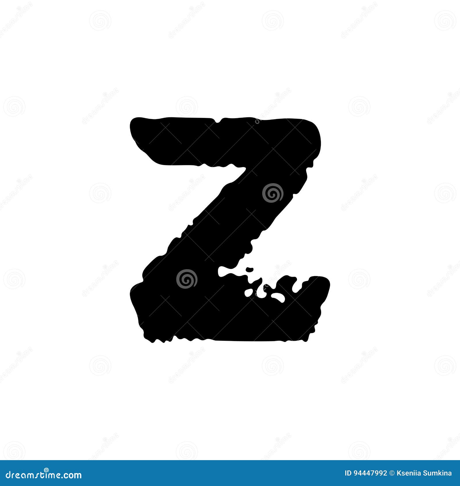 Vector Hand Drawn Letter Z with Smooth Acrylic Brush Style Edges Stock ...