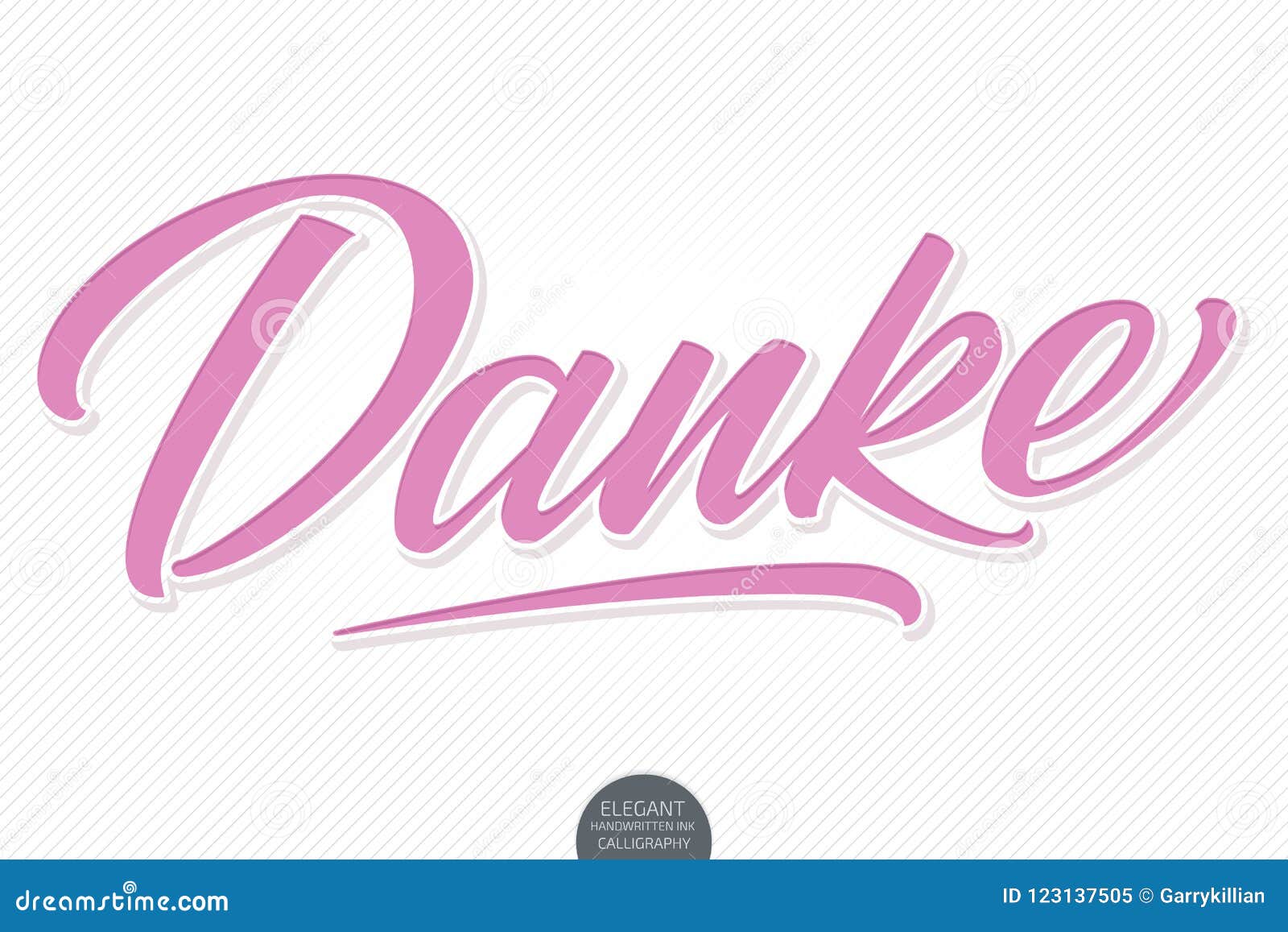 Vector Hand Drawn Lettering Danke with Soft Shadow and Emboss. Elegant ...