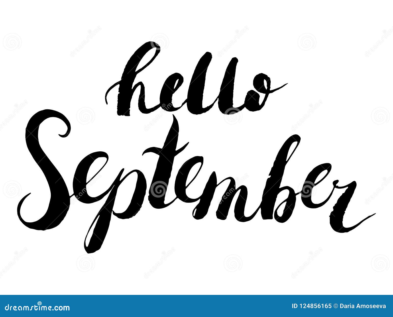 Vector Hand Drawn Lettering - Hello September. Isolated Calligraphy ...