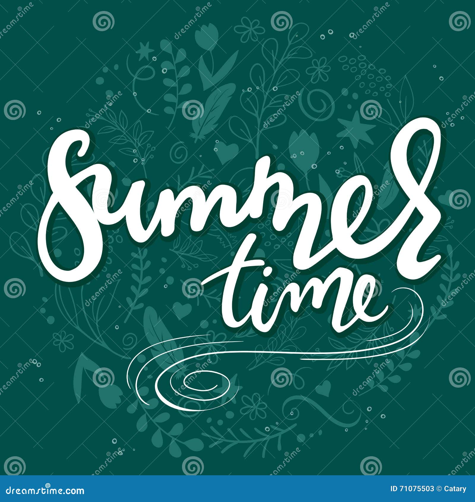 Vector Hand Drawn Lettering Text - Summer Time - with Decorative ...