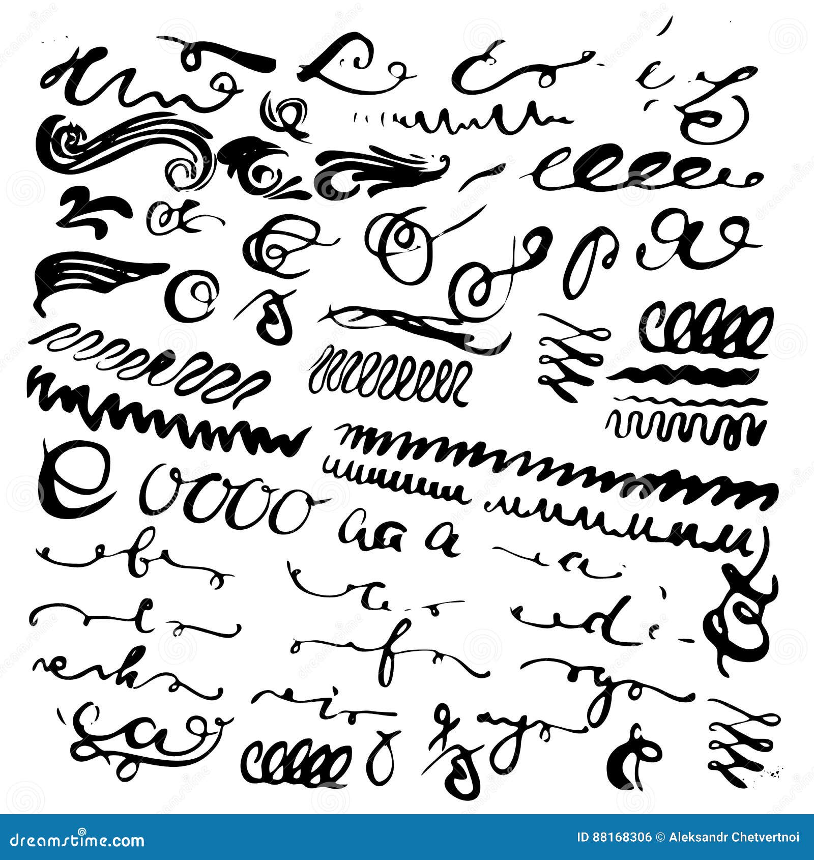 Vector Hand Drawn Line Border Set and Scribble Design Element. Stock ...