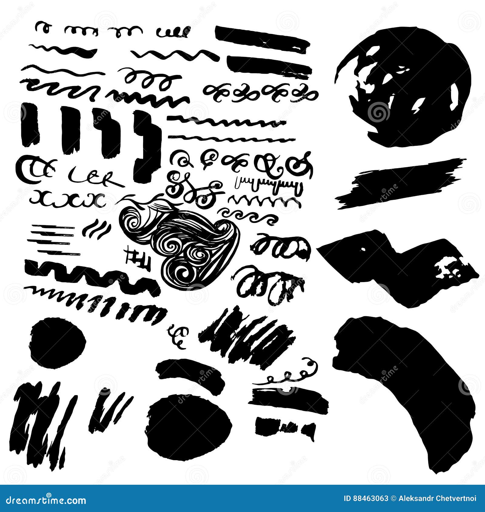 Vector Hand Drawn Line Border Set and Scribble Design Element. Stock ...