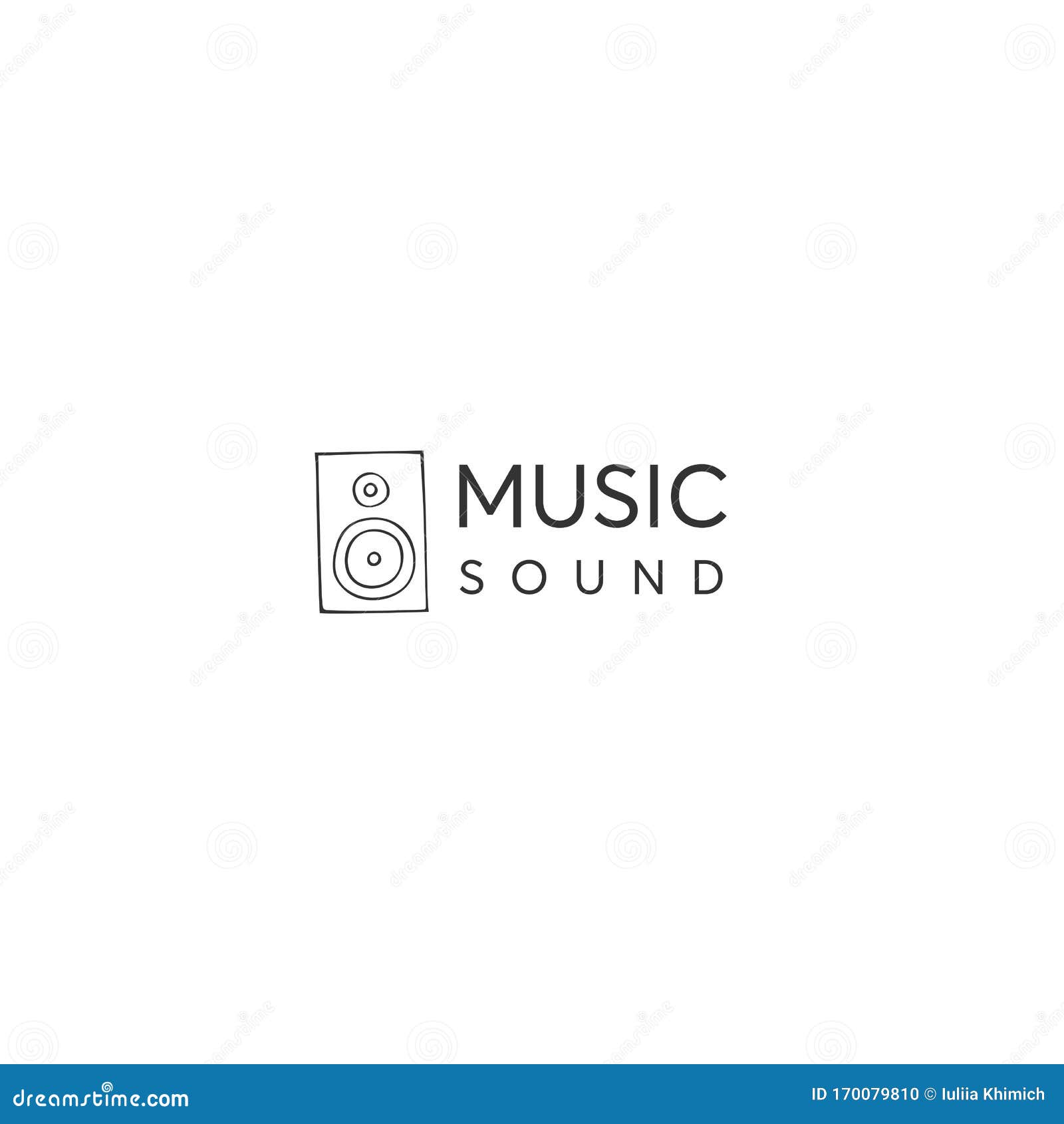 Vector Hand Drawn Logo Template with a Load Speaker. Music Theme Stock ...