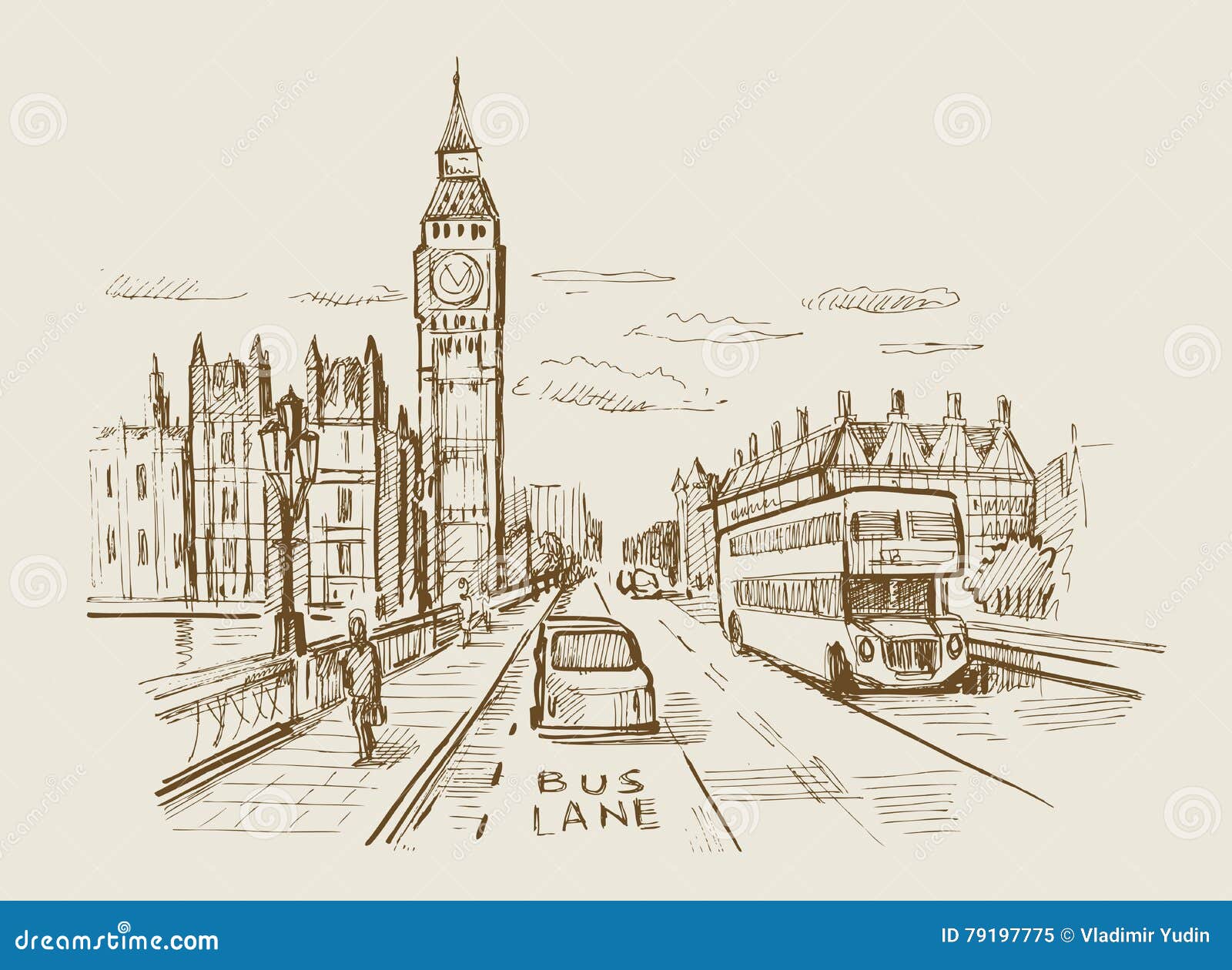 Vector hand-drawn London stock vector. Illustration of britian - 79197775