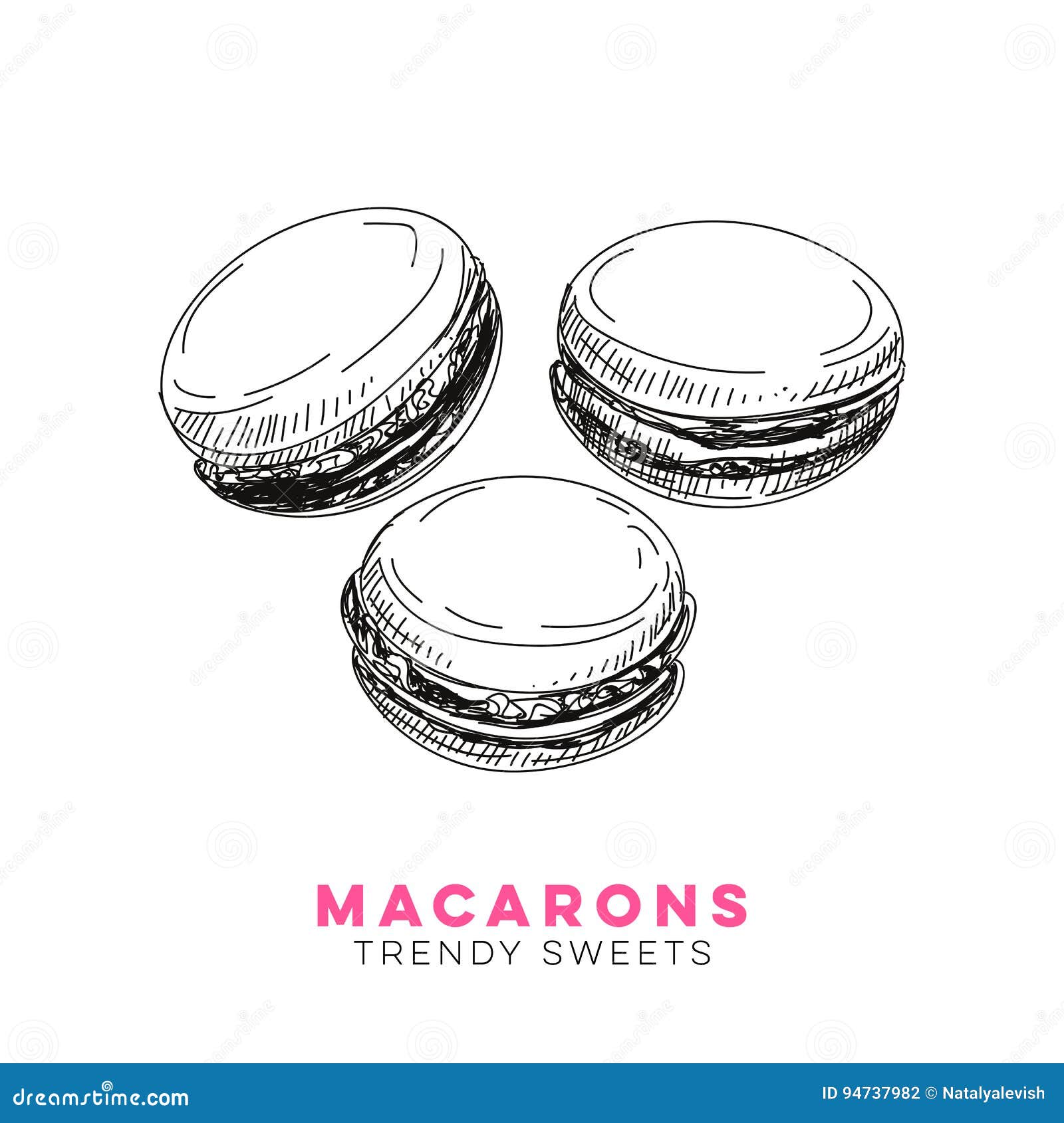 Vector Hand Drawn Macarons Illustration. Stock Vector - Illustration of ...