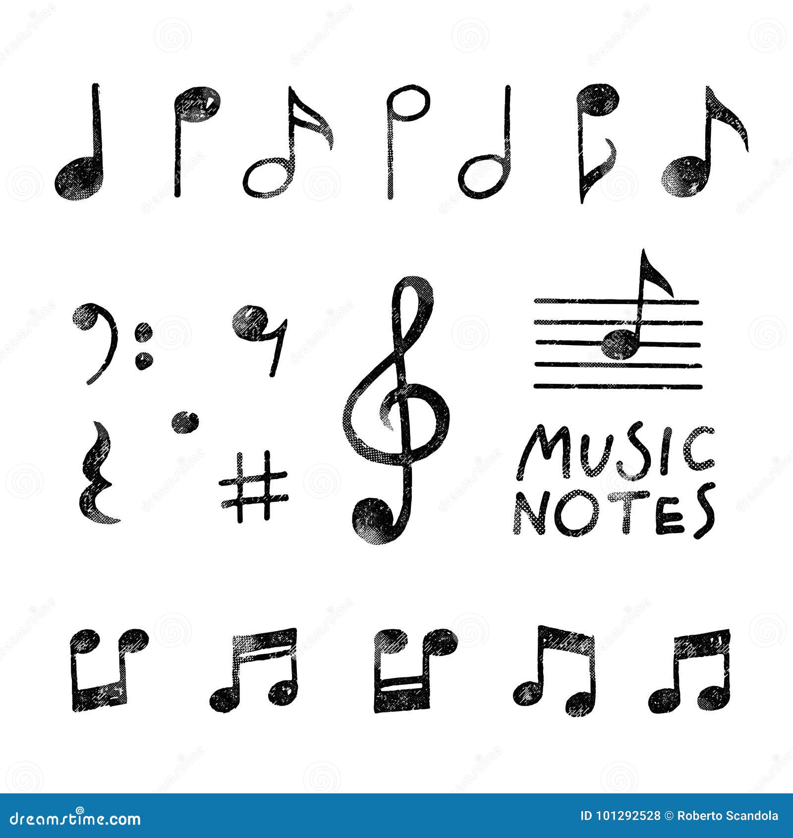 Vector Hand Drawn Music Notes Stock Vector - Illustration of sound ...