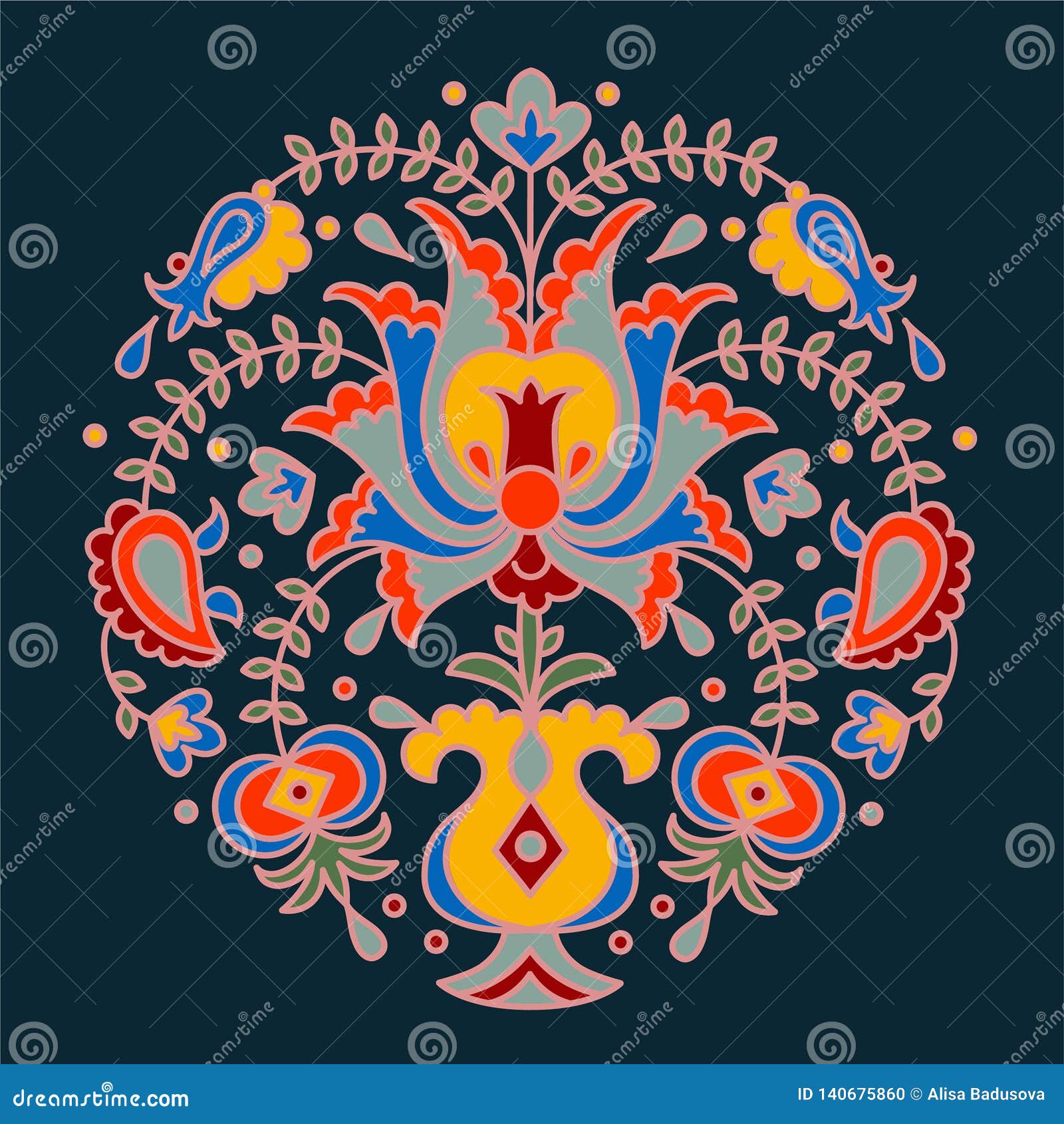 Vector Hand Drawn National Crimean Tatar Pattern Illustration Stock ...