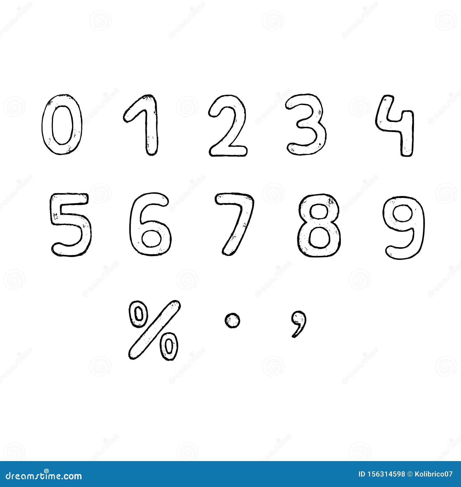 Vector hand drawn numbers stock vector. Illustration of decimal - 156314598