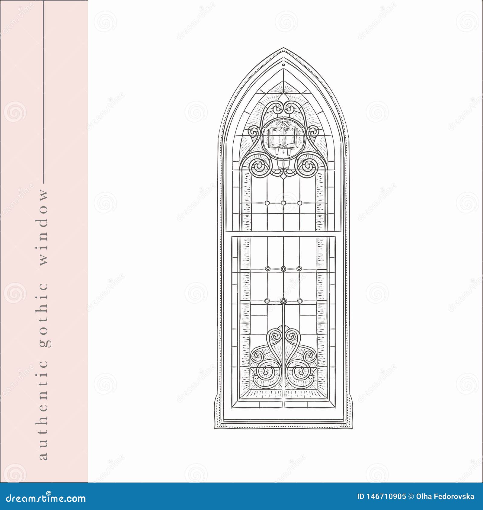 Vector Hand Drawn Old Gothic Window Illustration Stock Vector ...