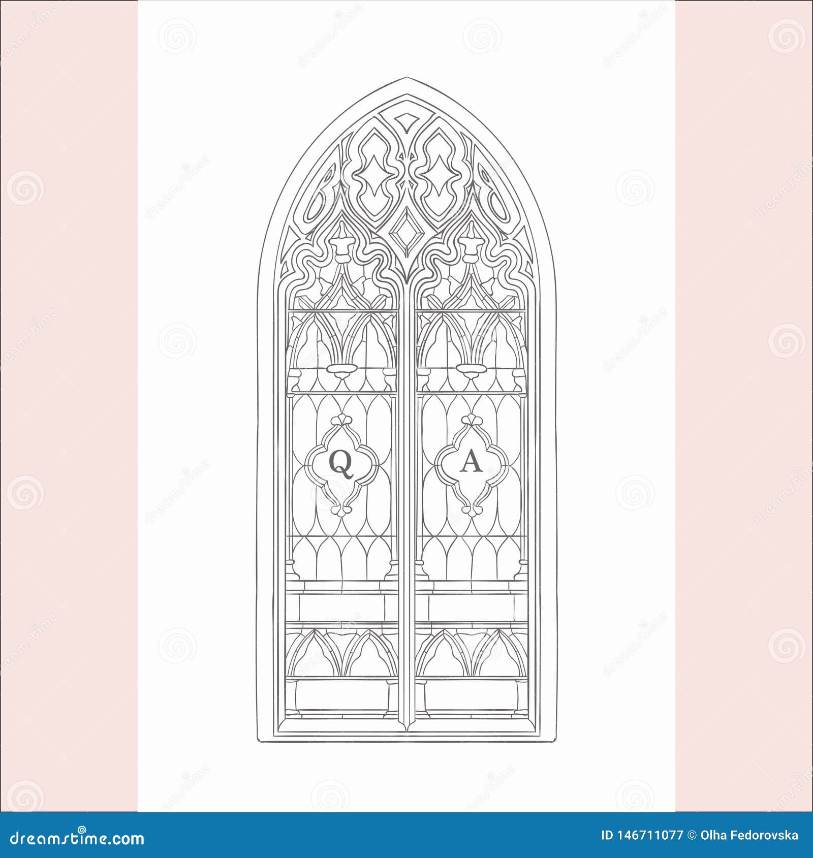 Vector Hand Drawn Old Gothic Window Illustration Stock Vector ...