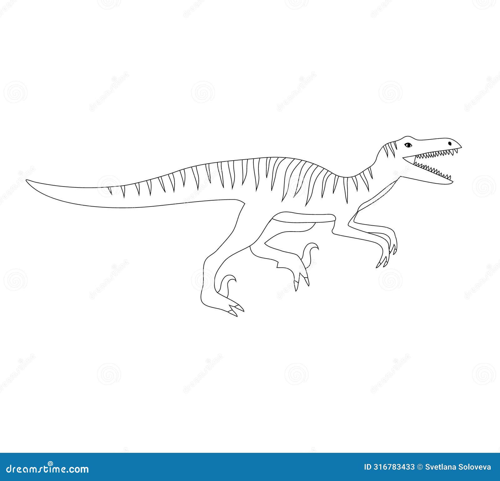 Velociraptor Outline Silhouette Generative Ai Cartoon Vector ...