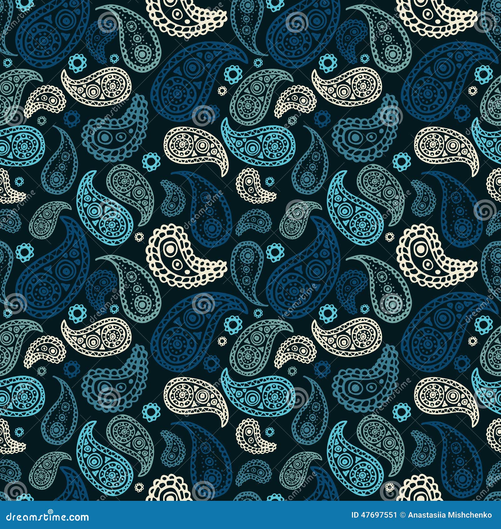 Vector Hand Drawn Paisley Seamless Pattern Stock Vector - Illustration ...