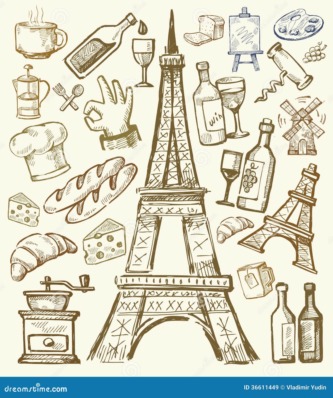 Vector Hand Drawn Paris Illustration Stock Vector - Illustration of ...