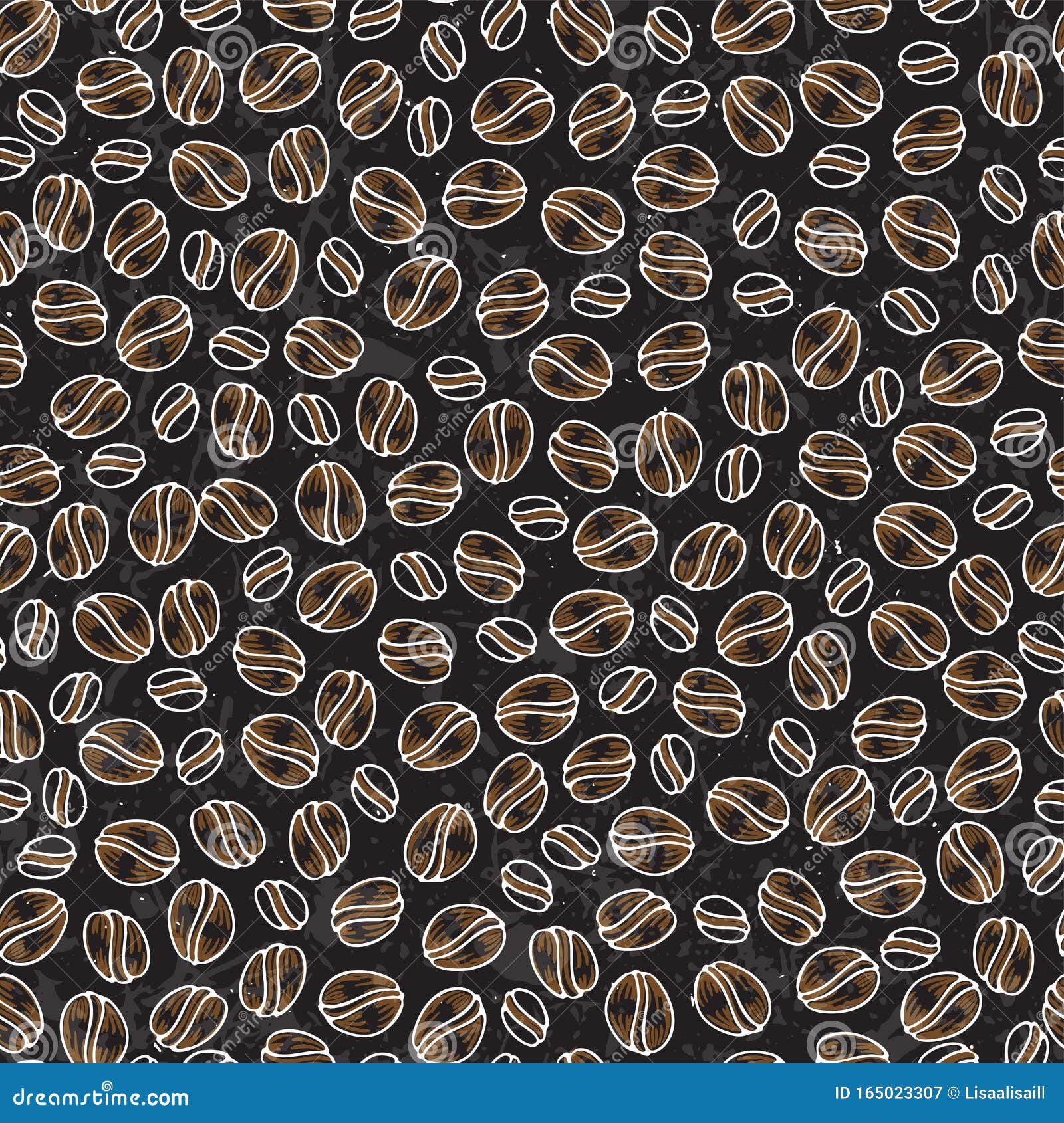 Vector Hand Drawn Pattern of Coffee Seeds. Coffee Beans Seamless ...