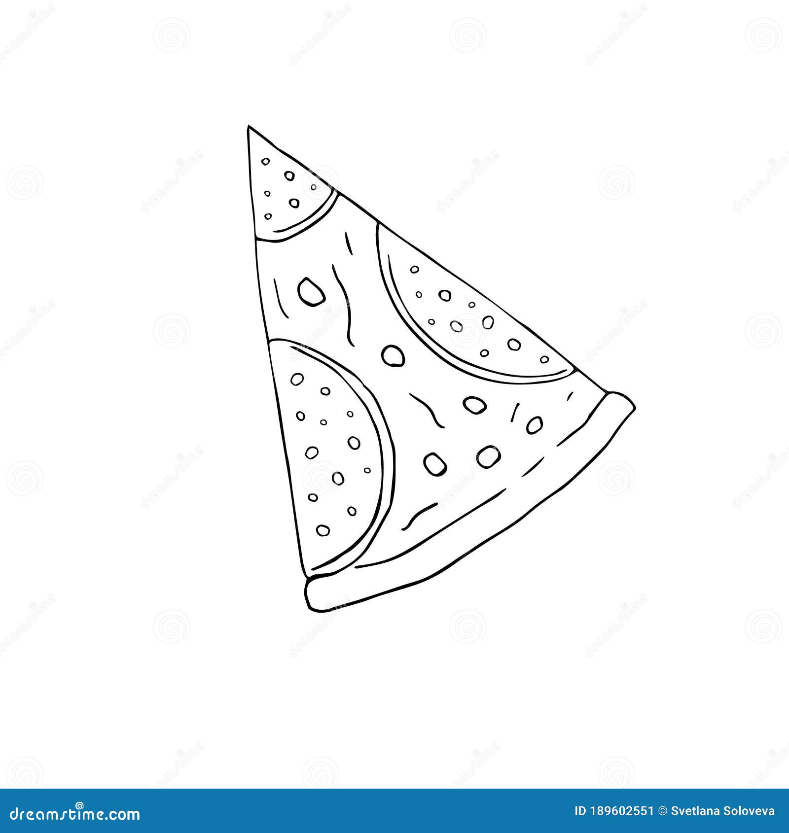 Vector Hand Drawn Pepperoni Pizza Slice Stock Illustration ...