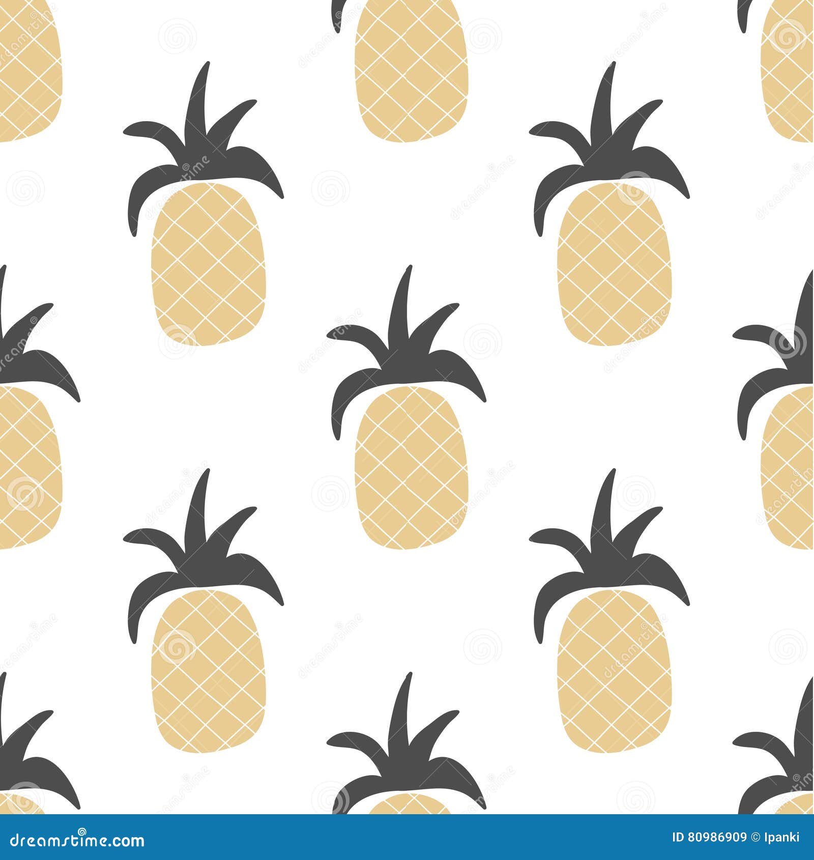 Vector Hand Drawn Pineapple Seamless Pattern in Ethnic Tribal St Stock Vector - Illustration of ...