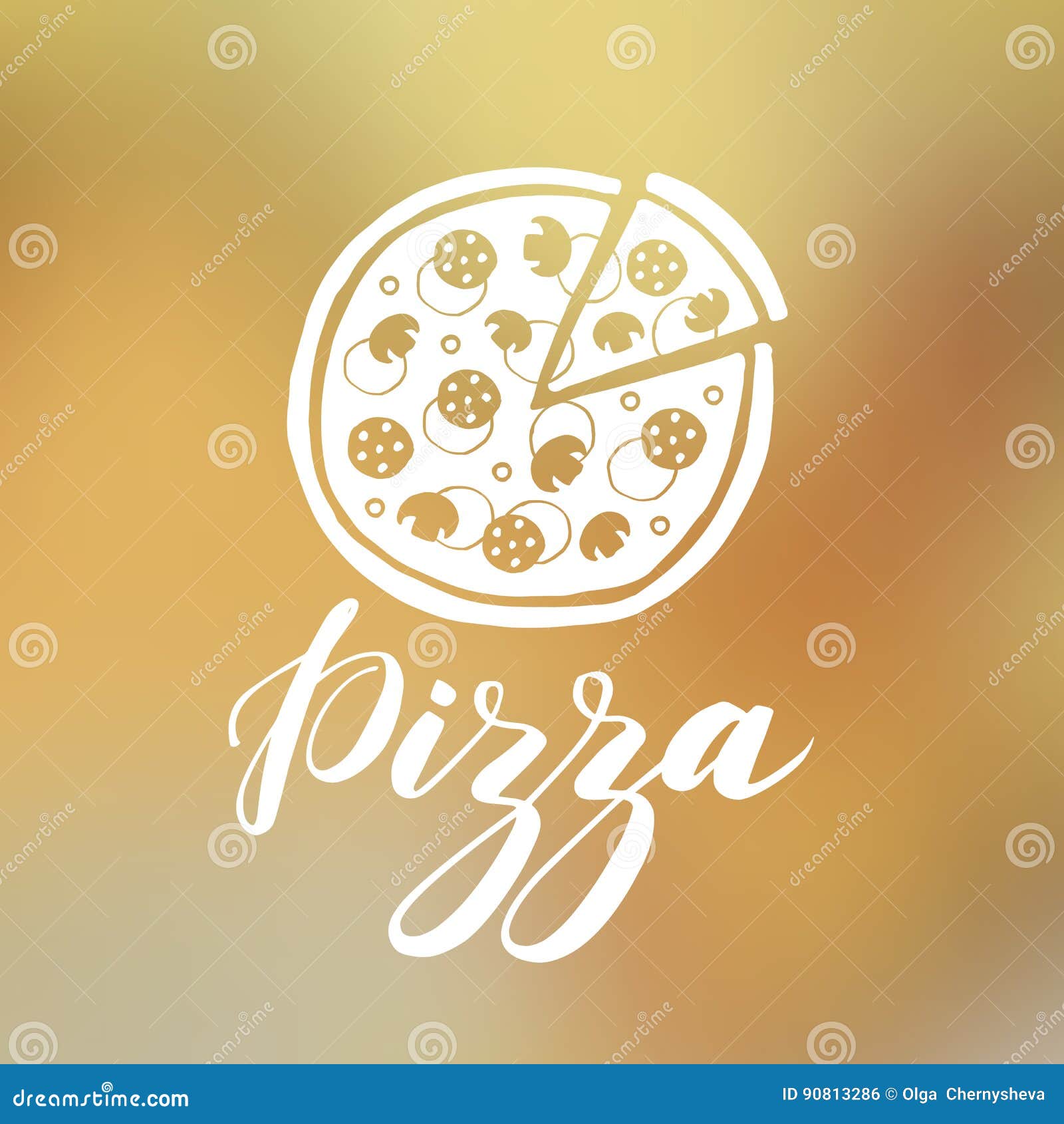 Pizza Word In Italian Colors Cartoon Vector | CartoonDealer.com #107185569