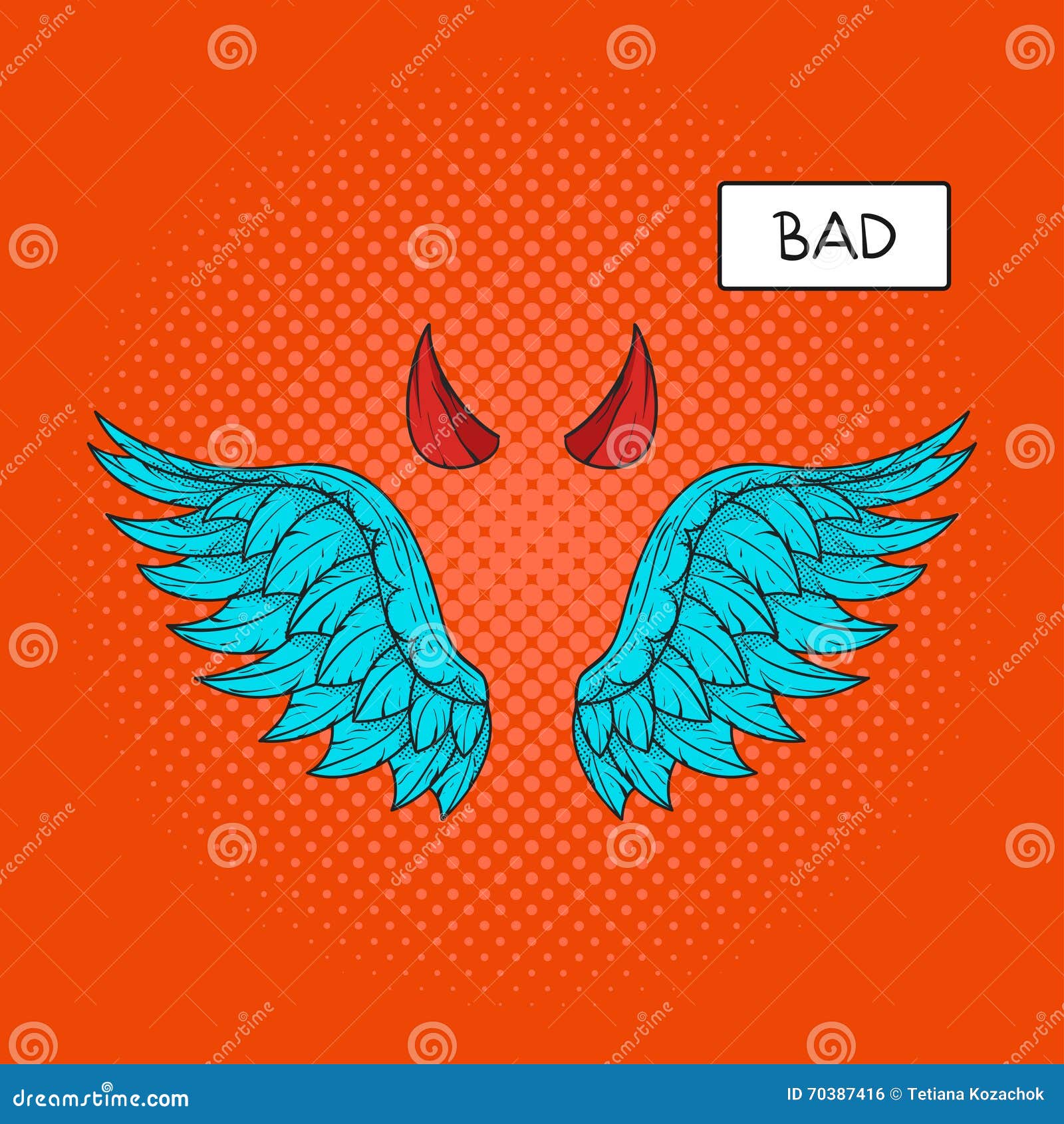 Vector Hand Drawn Pop Art Illustration of Devil Wings Stock Vector ...