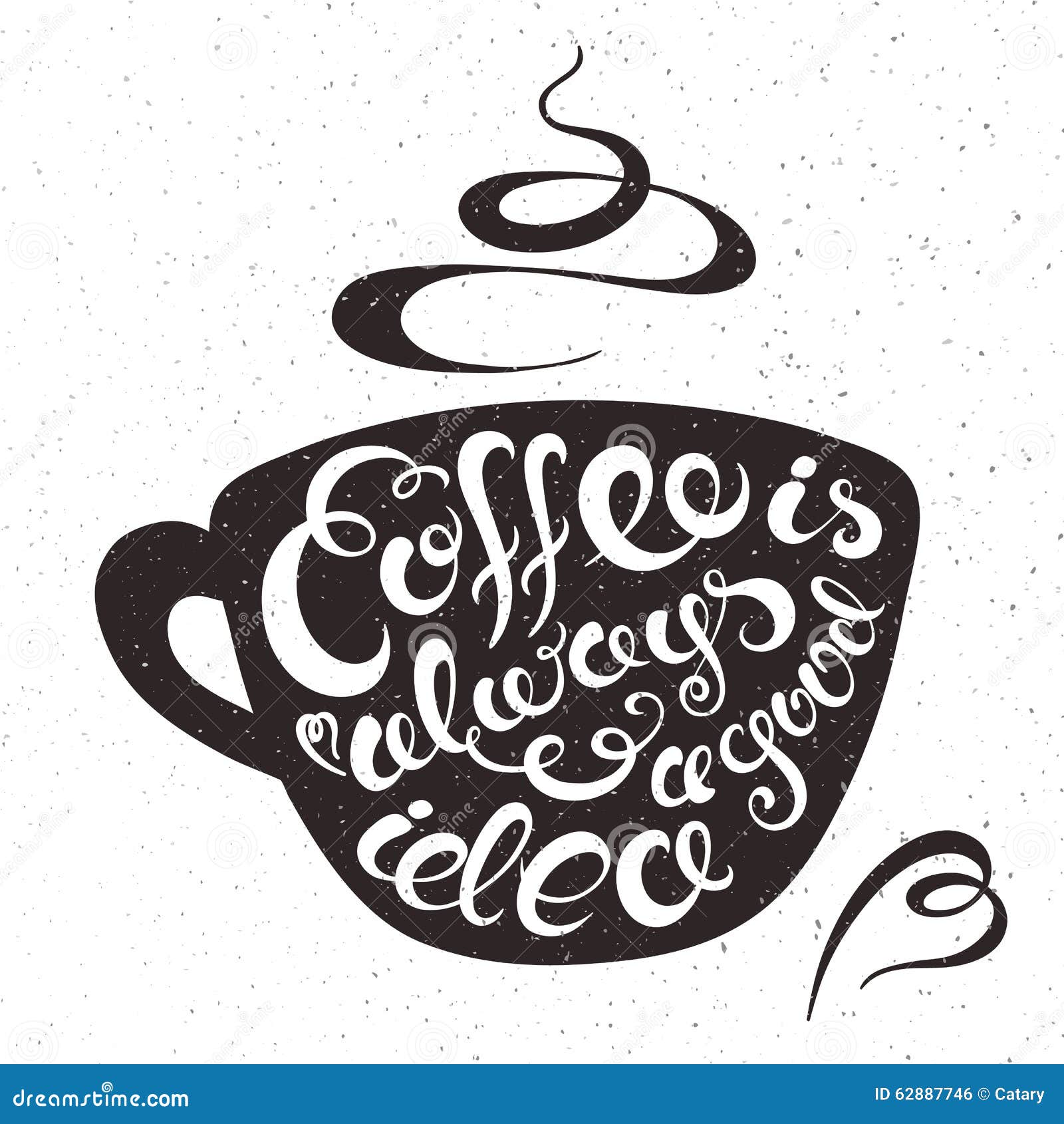 Vector Hand Drawn Printable Illustration Of Cup Of Coffee With ... Vector Hand Drawn Printable Illustration Of Cup Of Coffee With ...