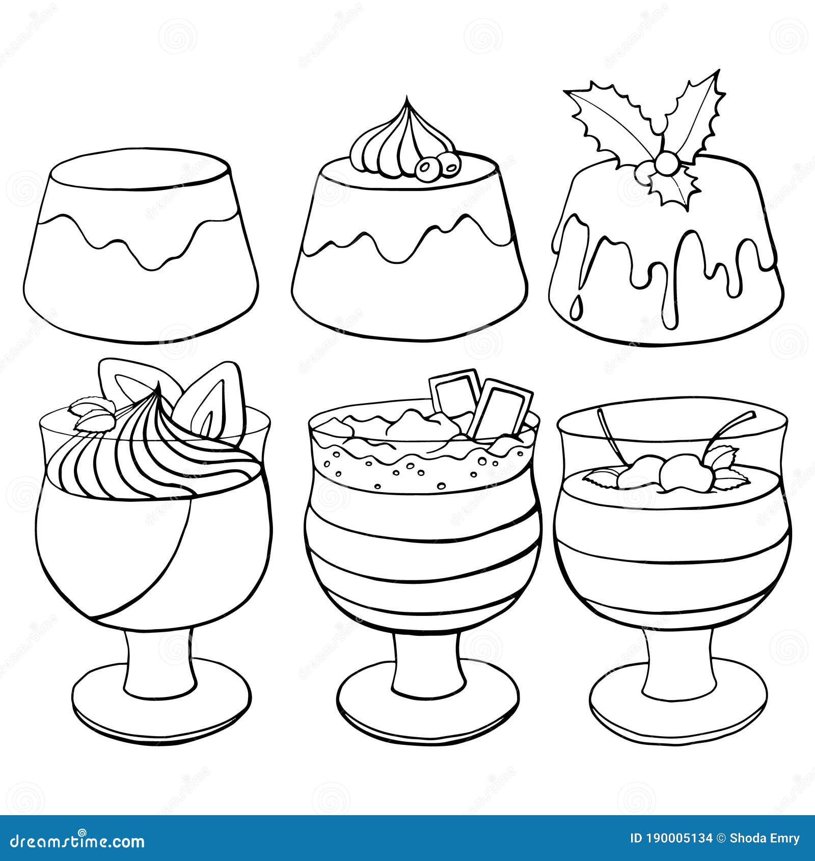 Vector Hand Drawn Pudding Icon Badge Dessert Stock Vector ...