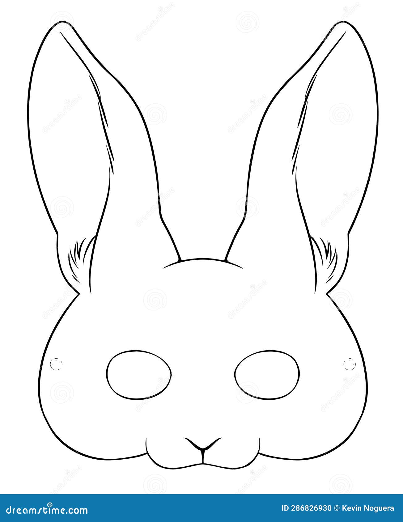 Vector Hand Drawn Rabbit Mask Outline Illustration for Coloring Stock ...