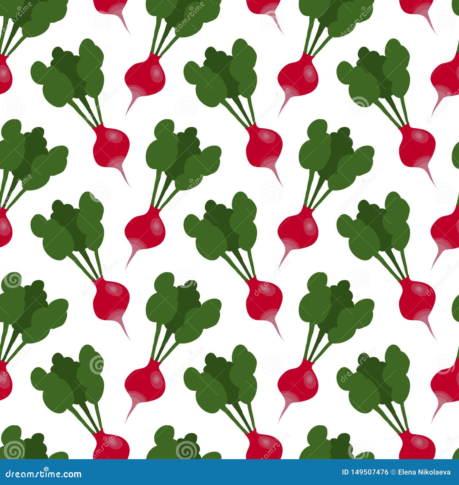 Hand Drawn Radish Vector Seamless Pattern Stock Vector - Illustration ...