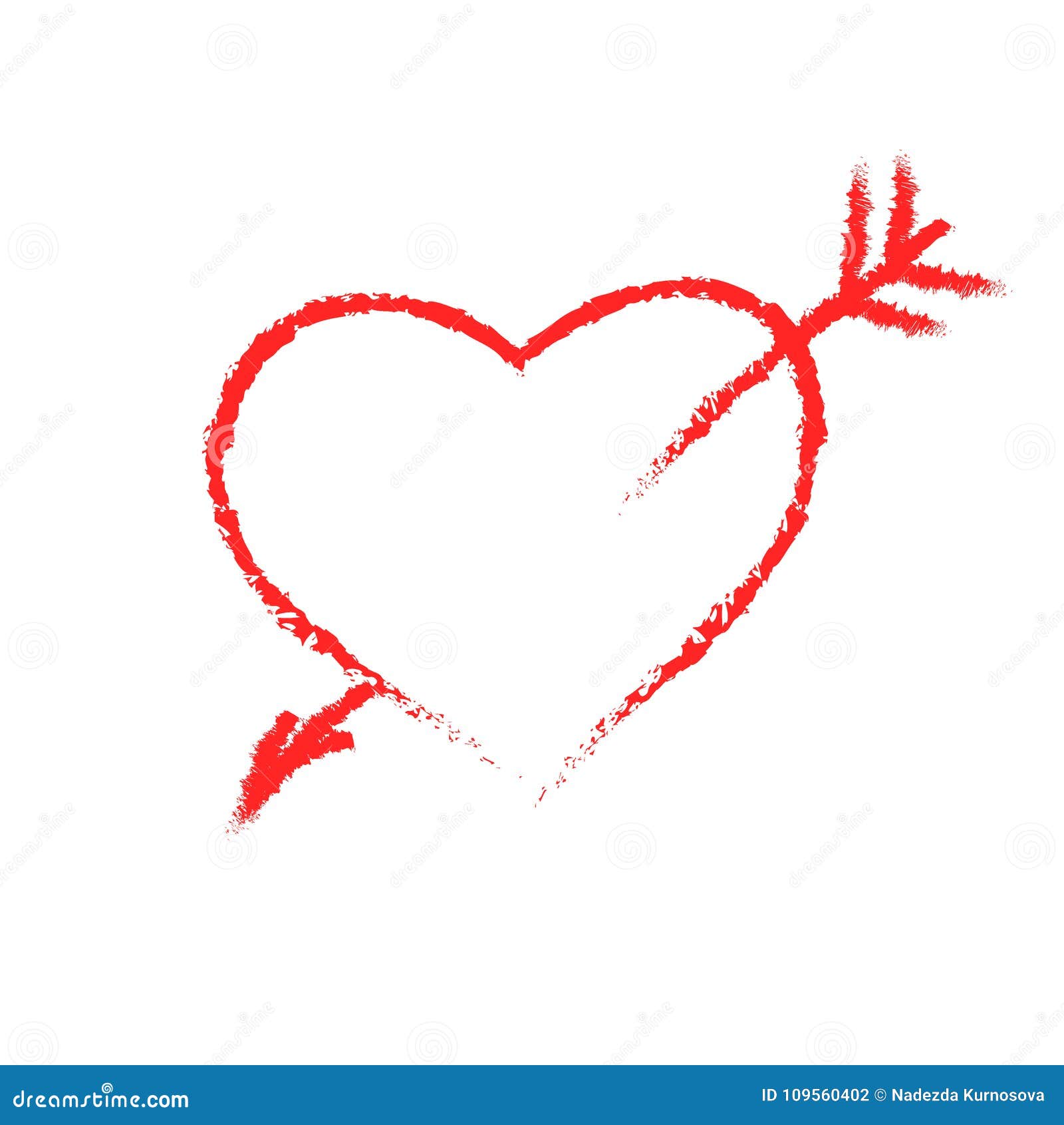 Vector Hand-drawn Red Heart. Stock Illustration - Illustration of hand ...