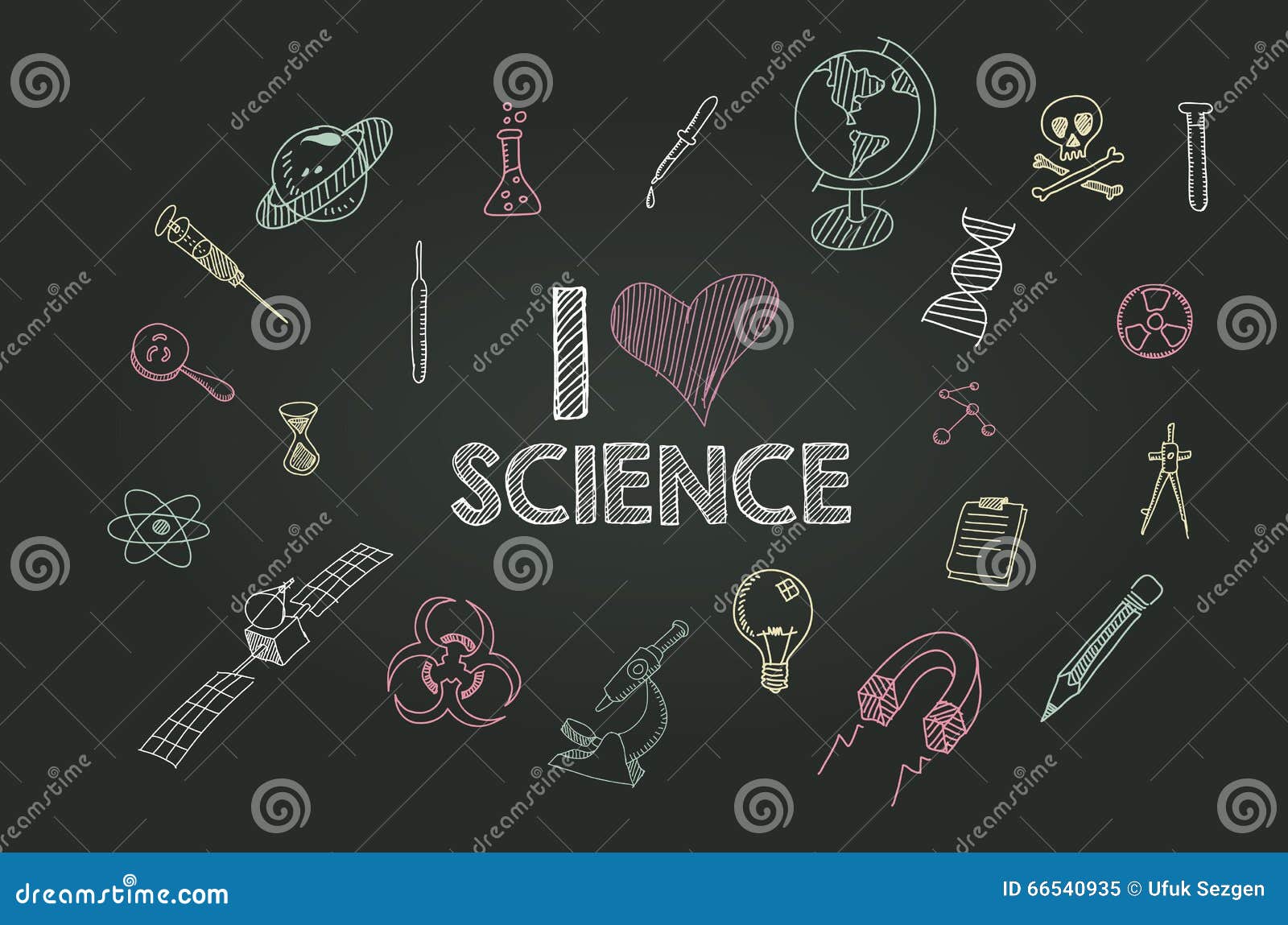 Vector Hand Drawn Science Icons on Blackboard Stock Vector ...
