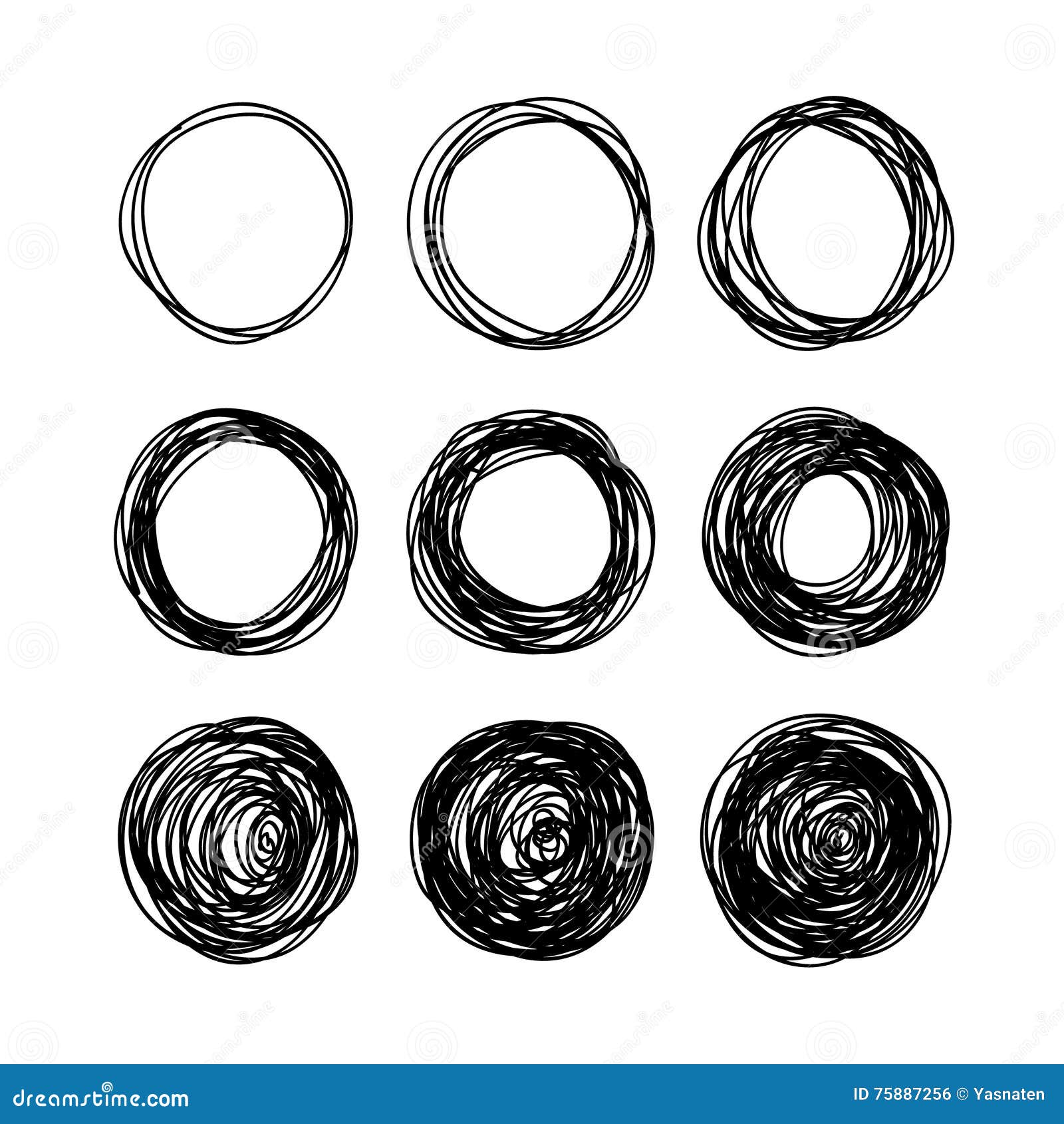 Vector Hand-drawn Scribble Circles Abstract Doodle Set Stock Vector - Illustration of rough ...