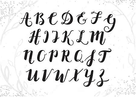 Vector Hand Drawn Script Alphabet. Letters Written with a Brush Stock ...