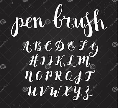 Vector Hand Drawn Script Alphabet. Letters Written with a Brush Stock ...