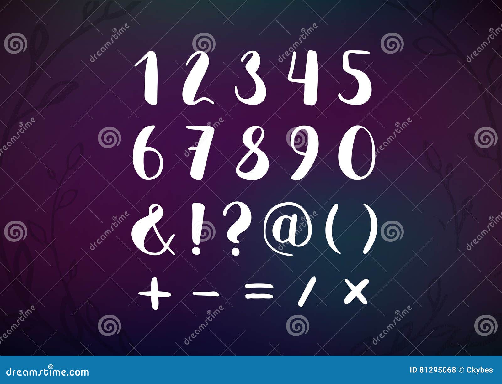 Vector Hand Drawn Script Numbers from 0 To 9. Digits Written Wit Stock ...