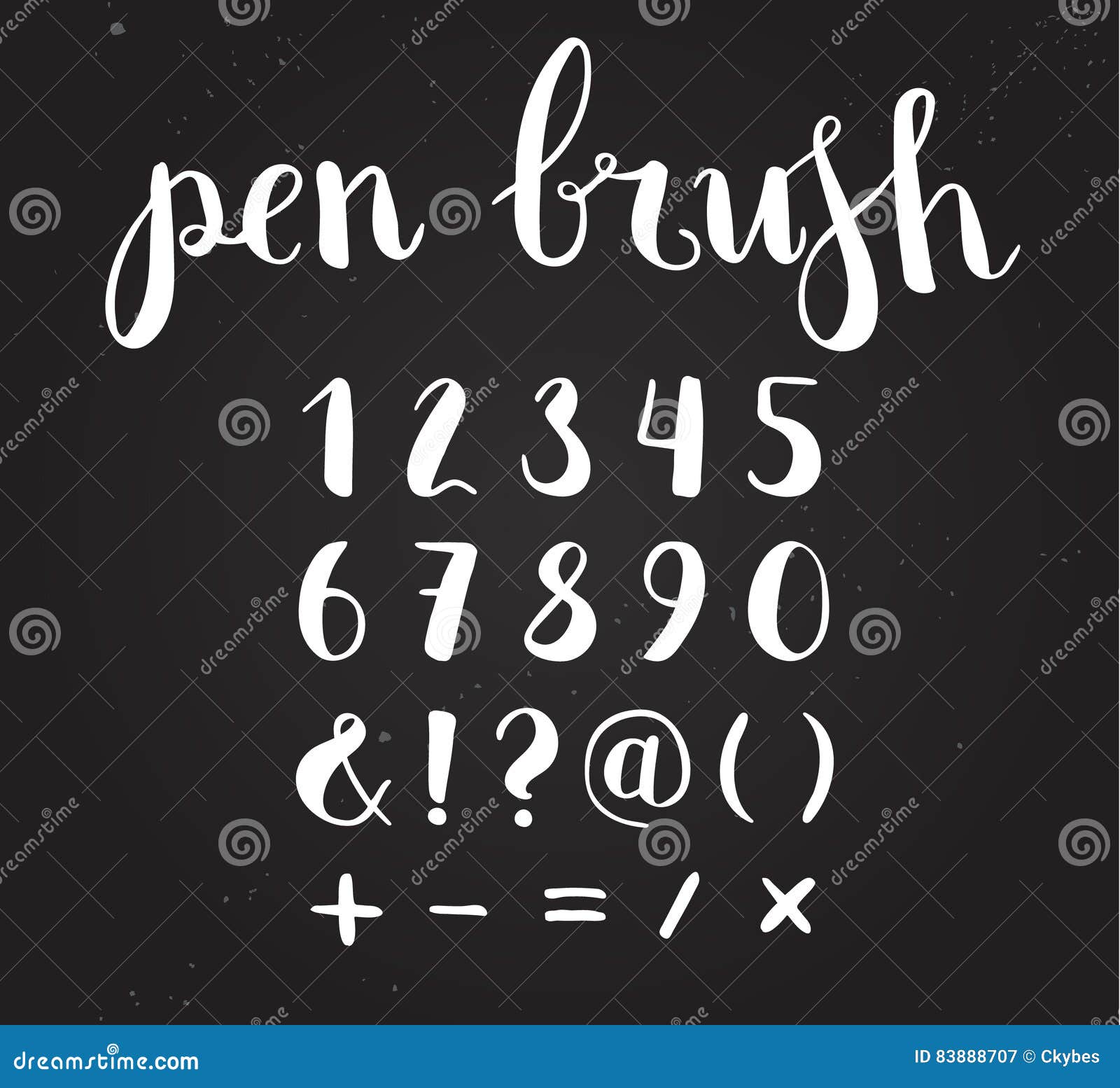 Vector Hand Drawn Script Numbers from 0 To 9. Digits Written Wit Stock ...