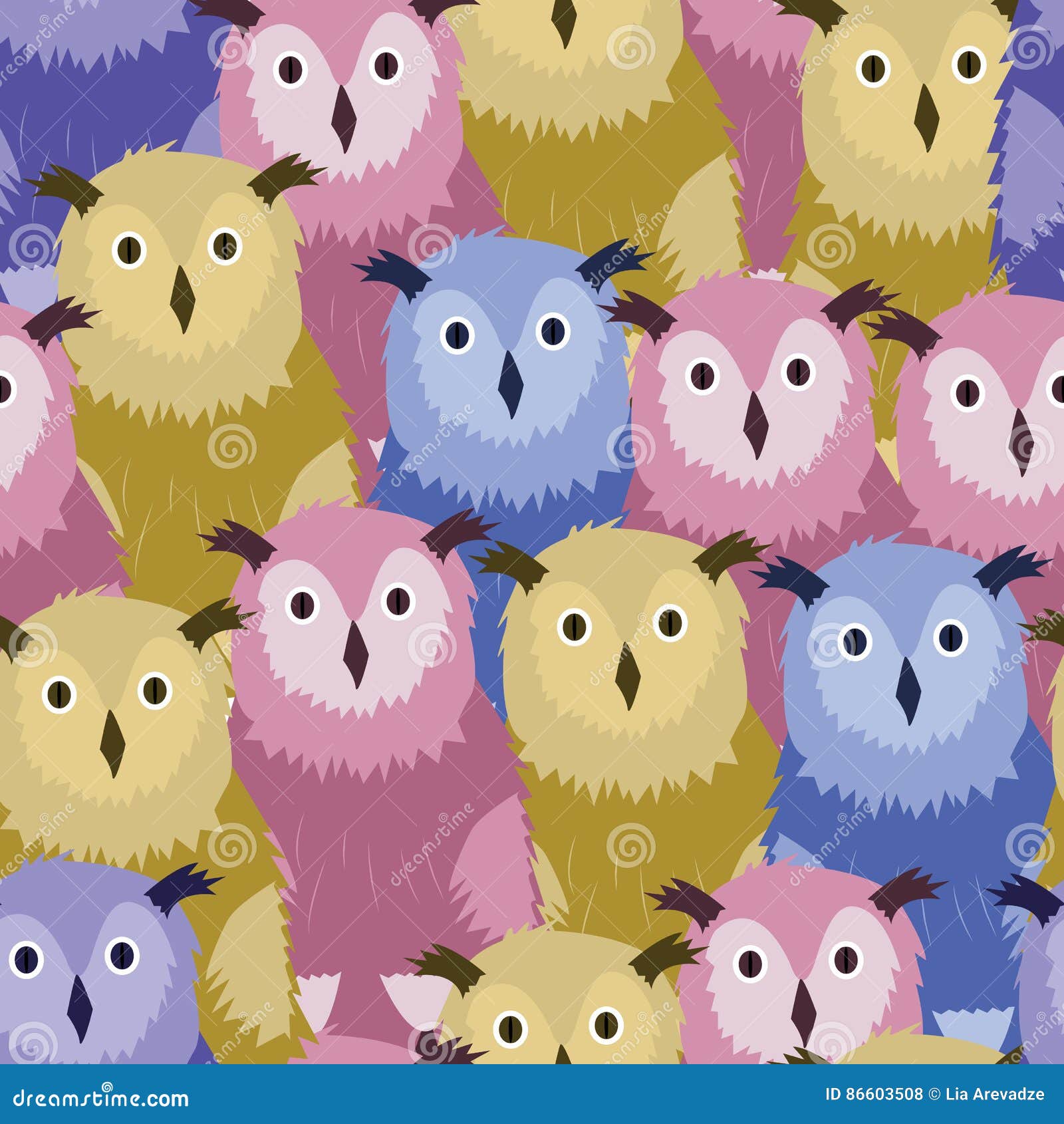Vector Hand Drawn Seamless Colorful Owls Pattern Stock Vector ...