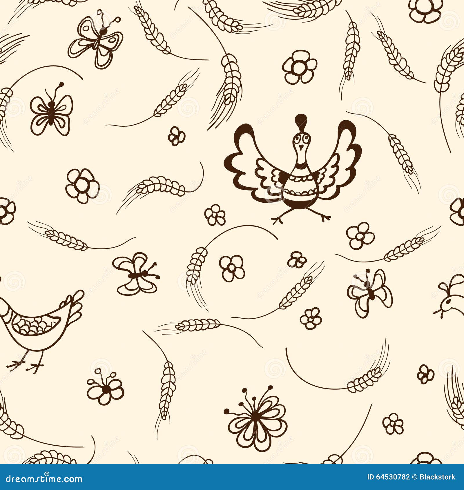 Vector Hand Drawn Seamless Country Pattern Stock Illustration ...