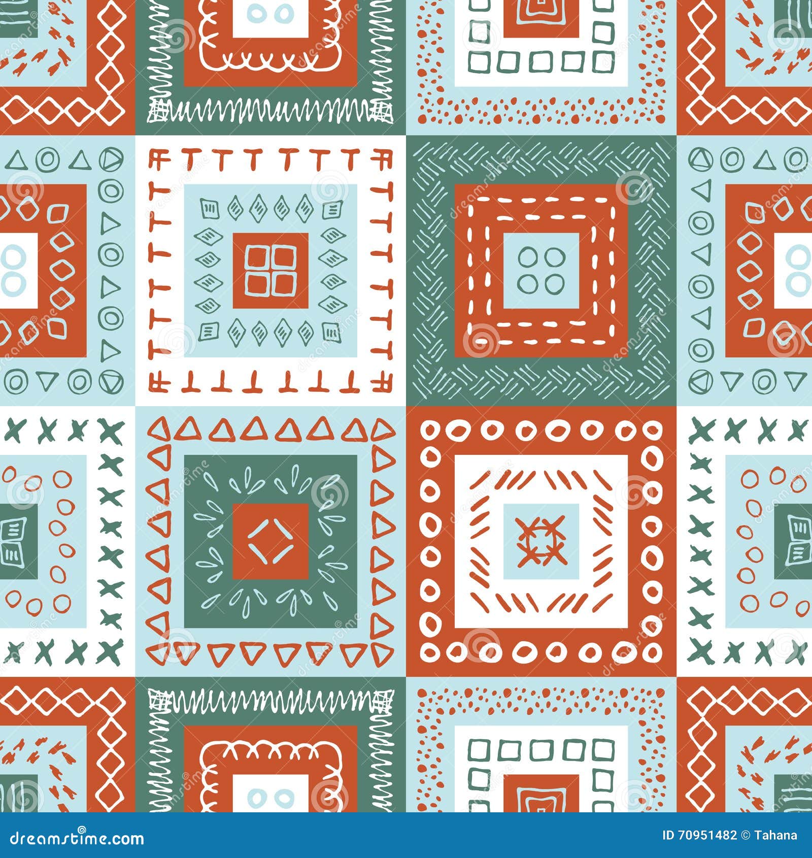 Vector Hand Drawn Seamless Folk Pattern Stock Vector - Illustration of ...