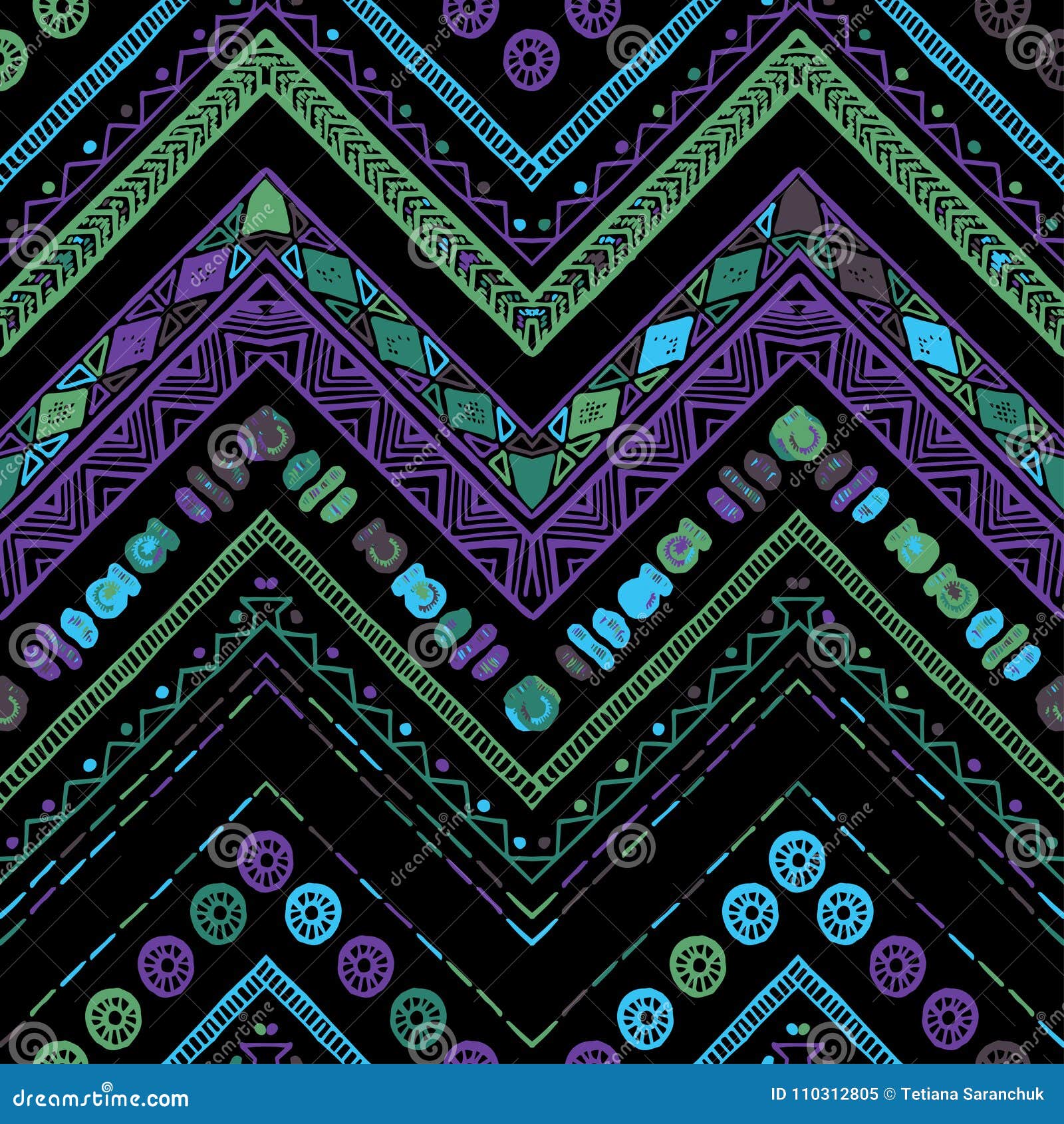 Stripes Bright Tribal Seamless Pattern with Zigzag Stock Vector ...