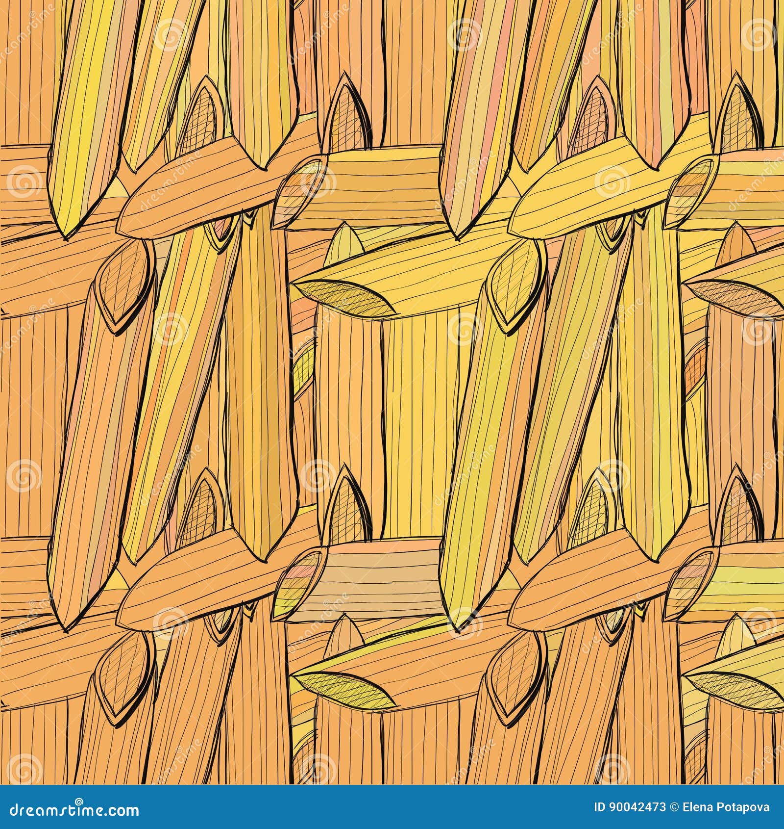 Vector Hand Drawn Seamless Pasta Pattern. Stock Vector - Illustration ...