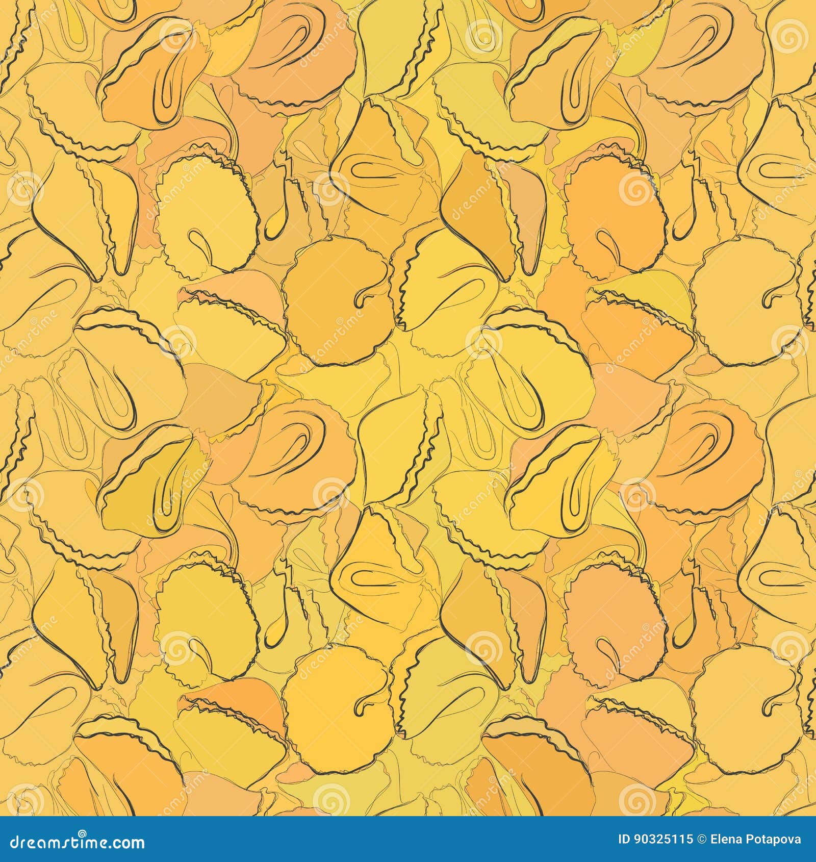 Vector Hand Drawn Seamless Pasta Pattern. Stock Vector - Illustration ...