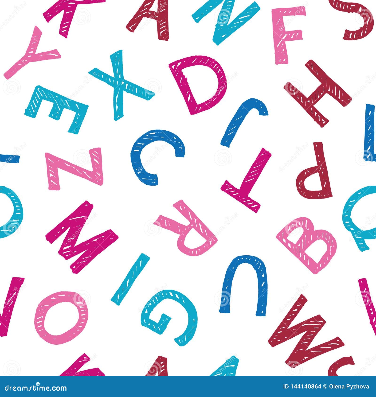 Vector Hand-drawn Seamless Pattern with Alphabet. Calligraphy Font ...