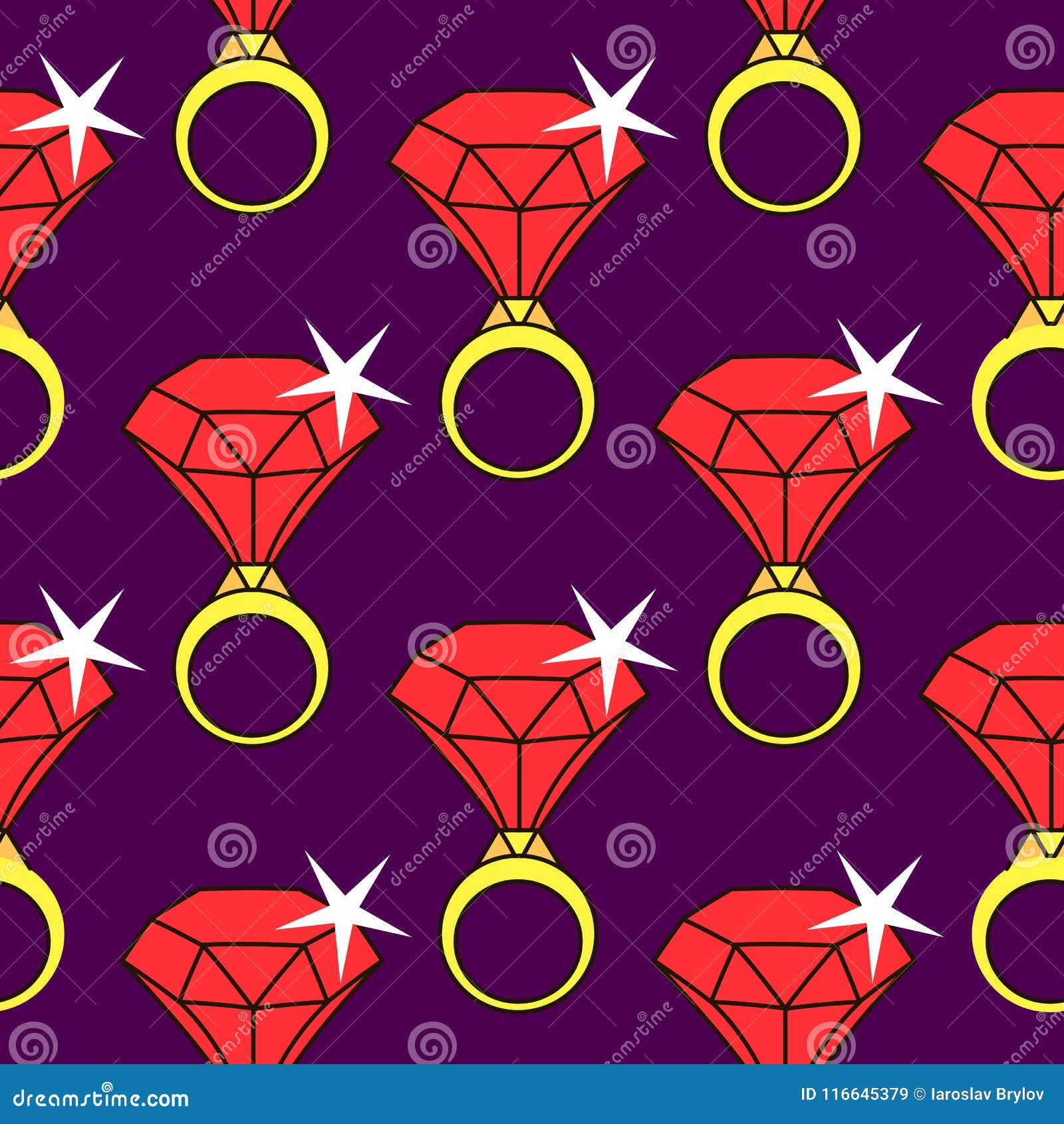 Vector Hand Drawn Seamless Pattern with Rings Stock Vector ...