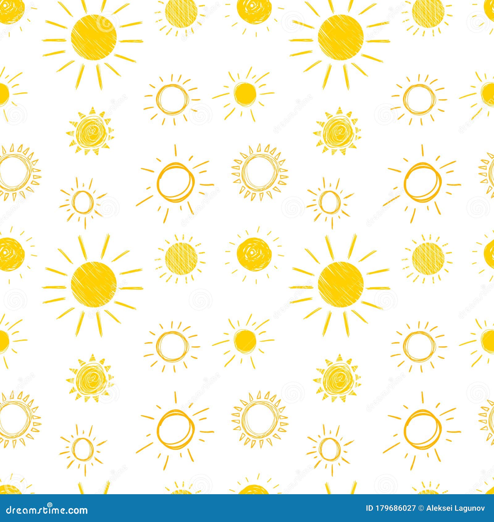 A Set Of Drawings Of Yellow Suns. Vector Illustration By Hand. Weather ...