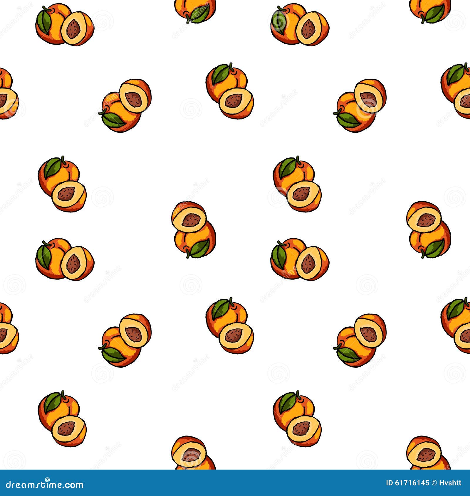 Vector Hand Drawn Seamless Peaches Pattern Stock Vector - Illustration ...