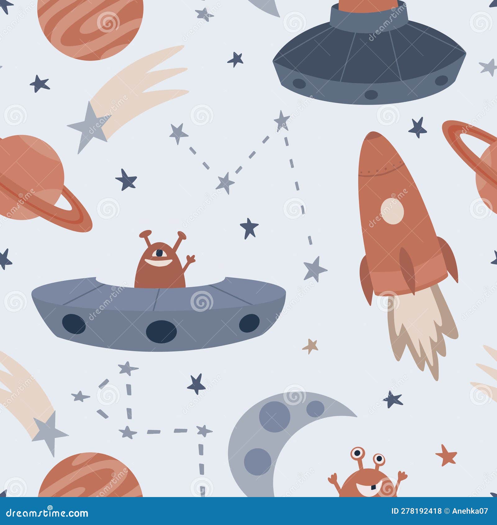 Vector Hand-drawn Seamless Repeating Color Simple Flat Pattern with ...