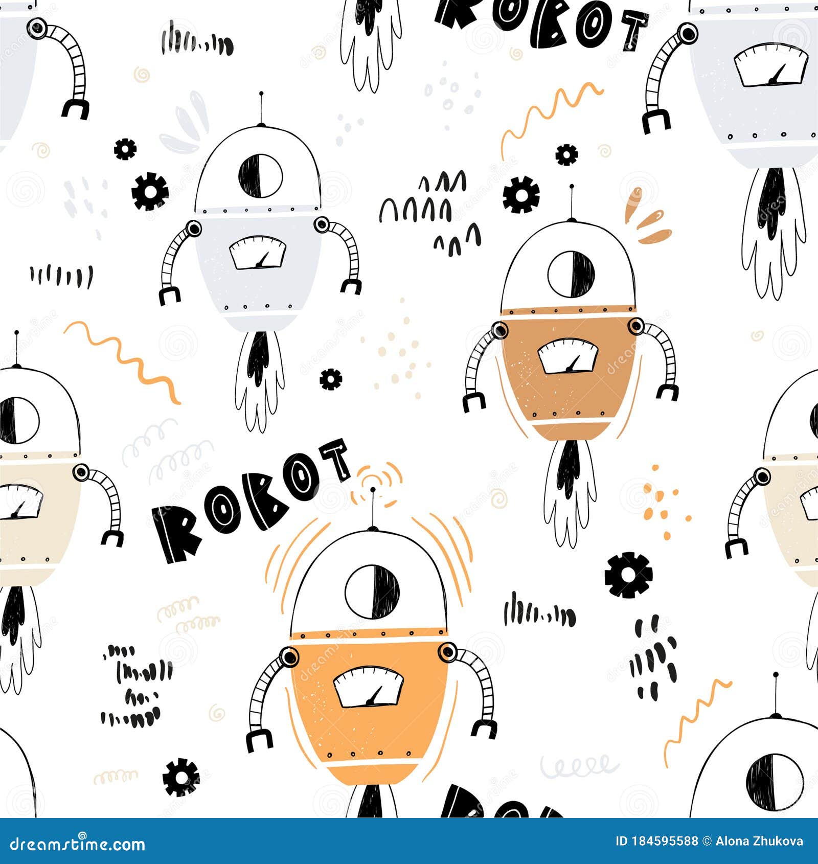 Vector Hand-drawn Seamless Repeating Color Simple Flat Pattern with ...