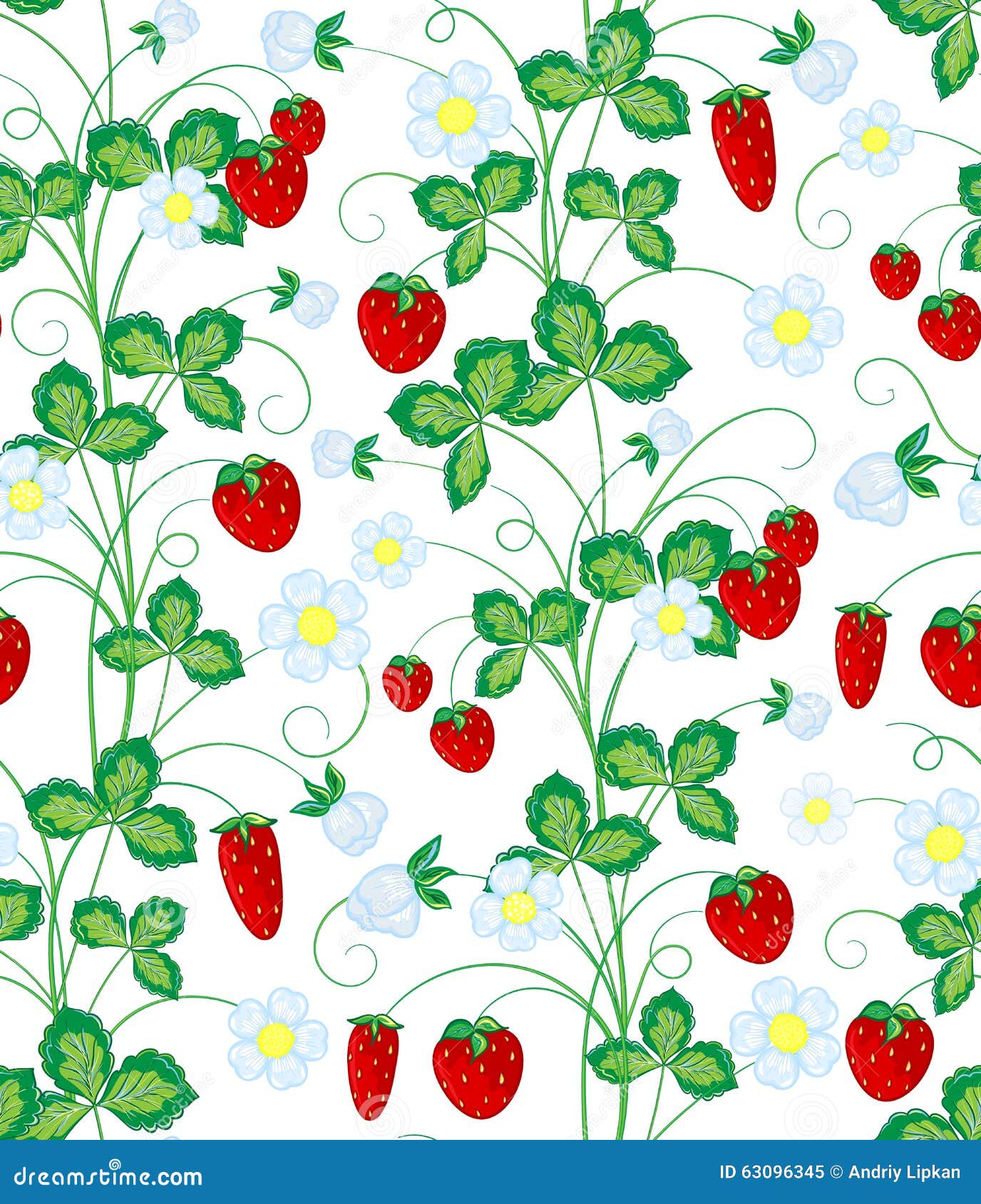 Vector Hand Drawn Seamless Strawberry Pattern. Stock Vector ...