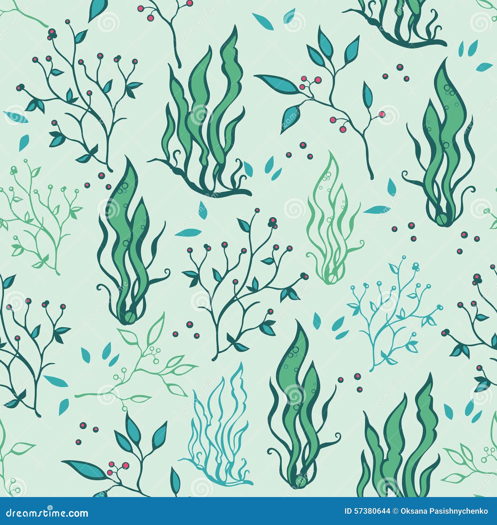 Vector Hand Drawn Seaweed Plants Ocean Life Stock Vector - Illustration of bubble, repeat: 57380644