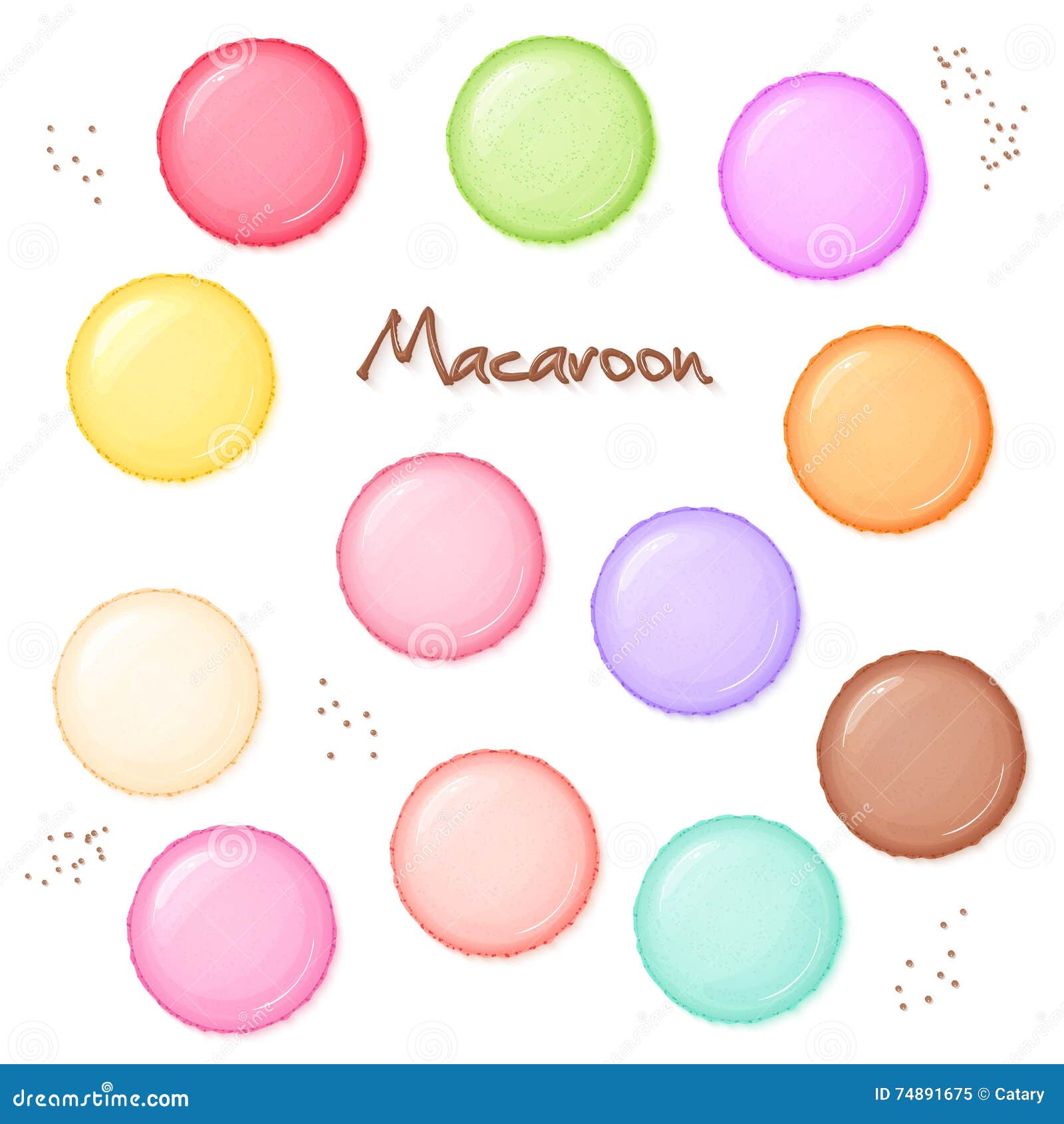 Vector Hand Drawn Set of Coloured Sweet Macaroon - Top View Stock ...
