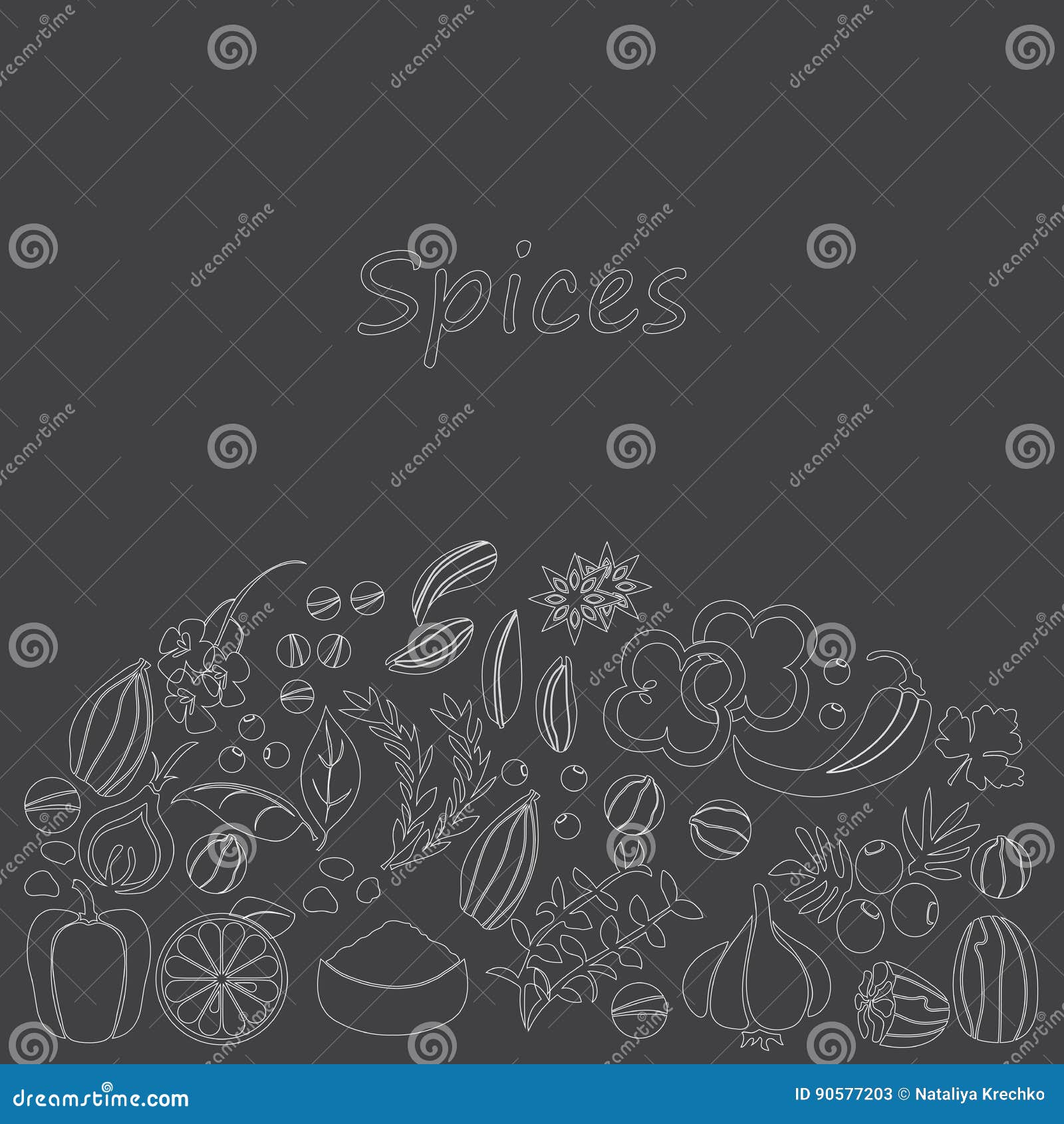 Vector Hand Drawn Set with Herbs Spices Stock Vector - Illustration of ...